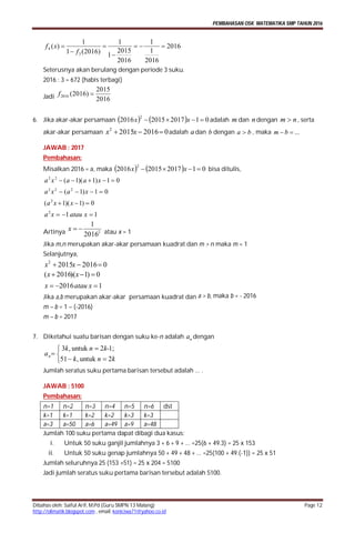 Soal osk matematika smp 2016 | PDF