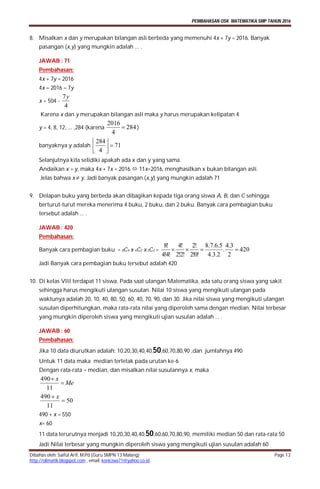 Soal osk matematika smp 2016 | PDF