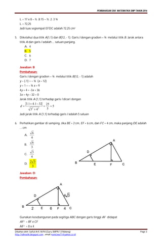 Soal osk matematika smp 2016 | PDF