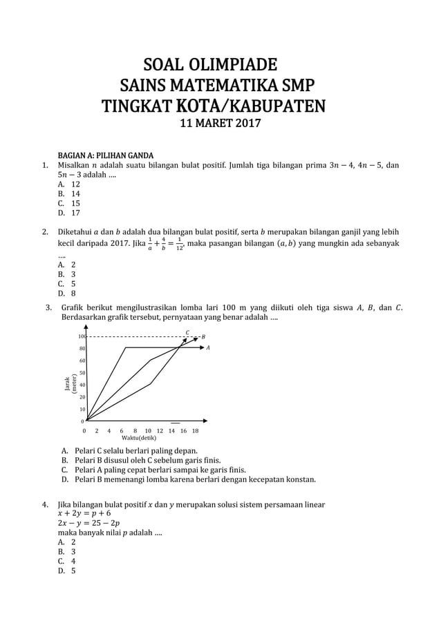 Soal osk matematika smp 2017 | PDF