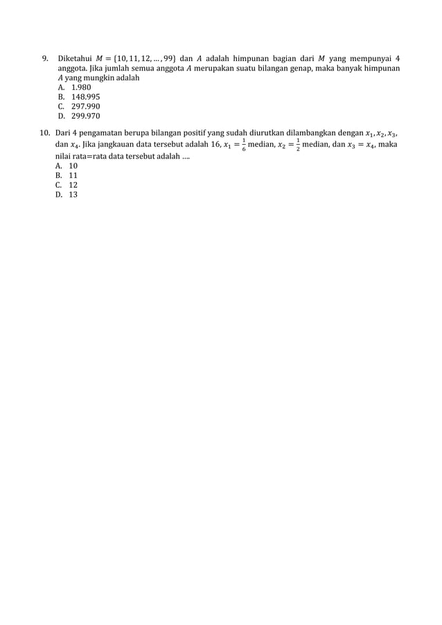 Soal osk matematika smp 2017 | PDF