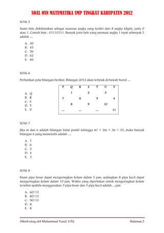 Soal osn 2012 smp | PDF