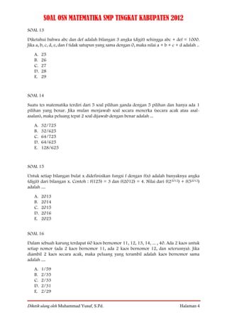 Soal osn 2012 smp | PDF