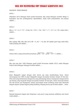 Soal osn 2012 smp | PDF