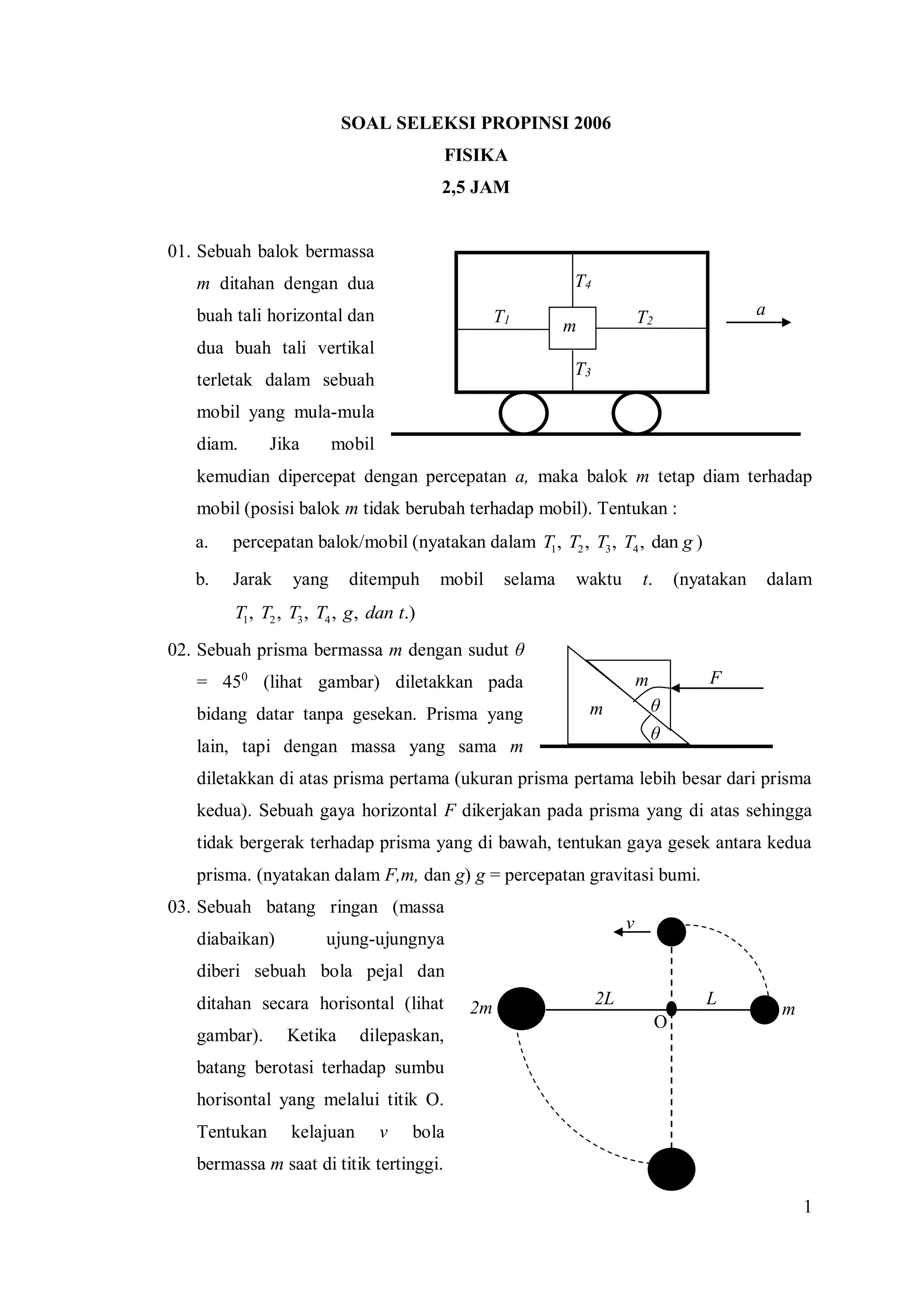 Soal osn fisika 2006 prop | PDF