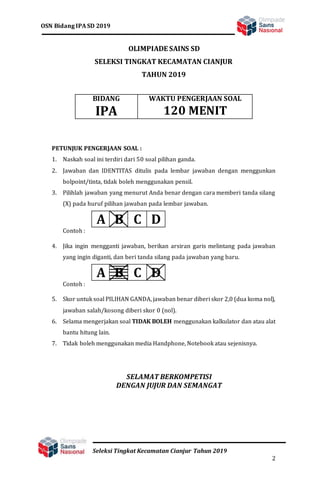 Soal osn ipa 2019 | DOCX