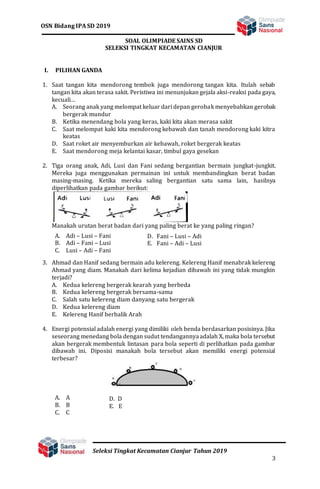 Soal osn ipa 2019 | DOCX