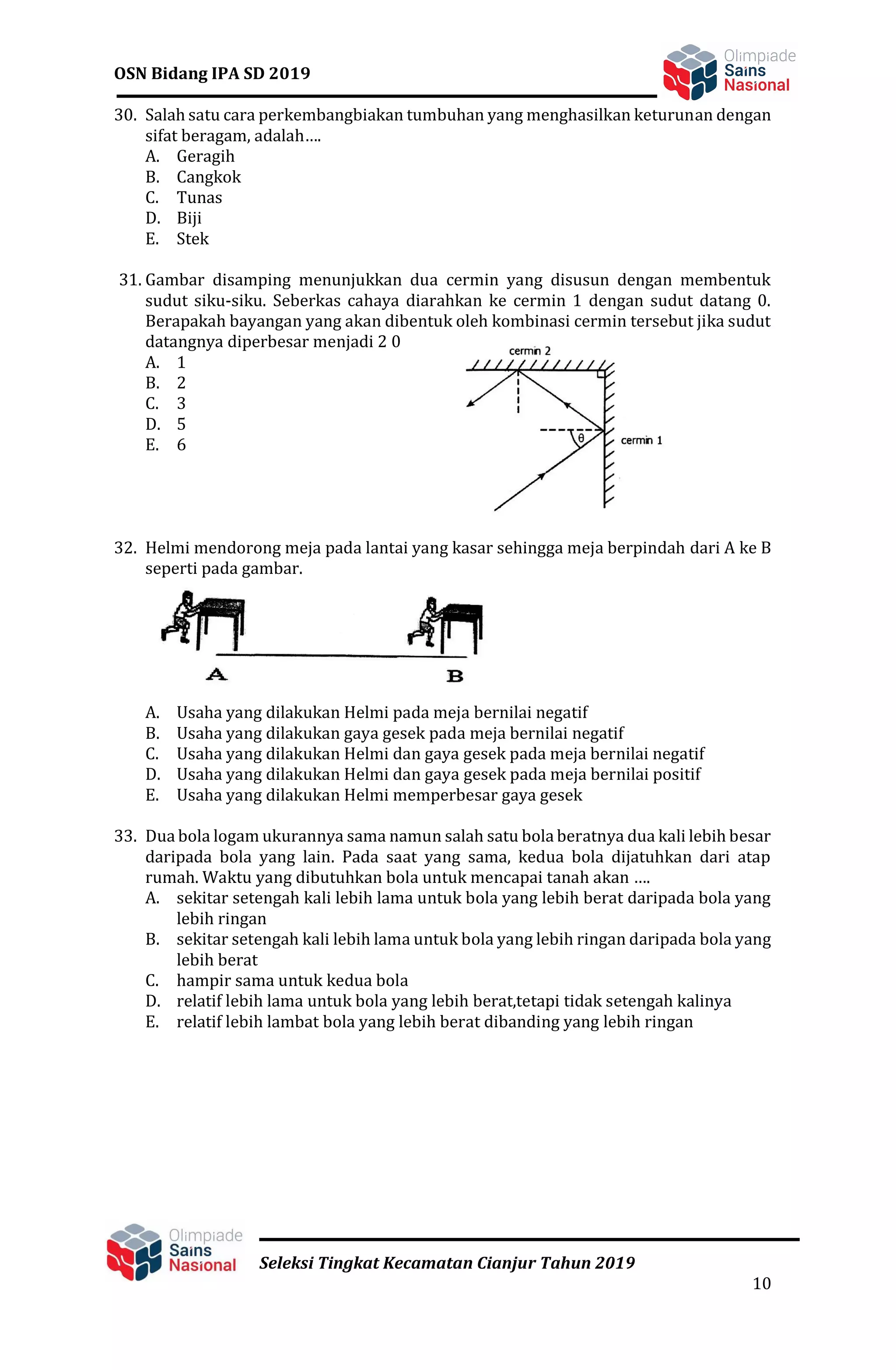 Soal osn ipa 2019 | PDF