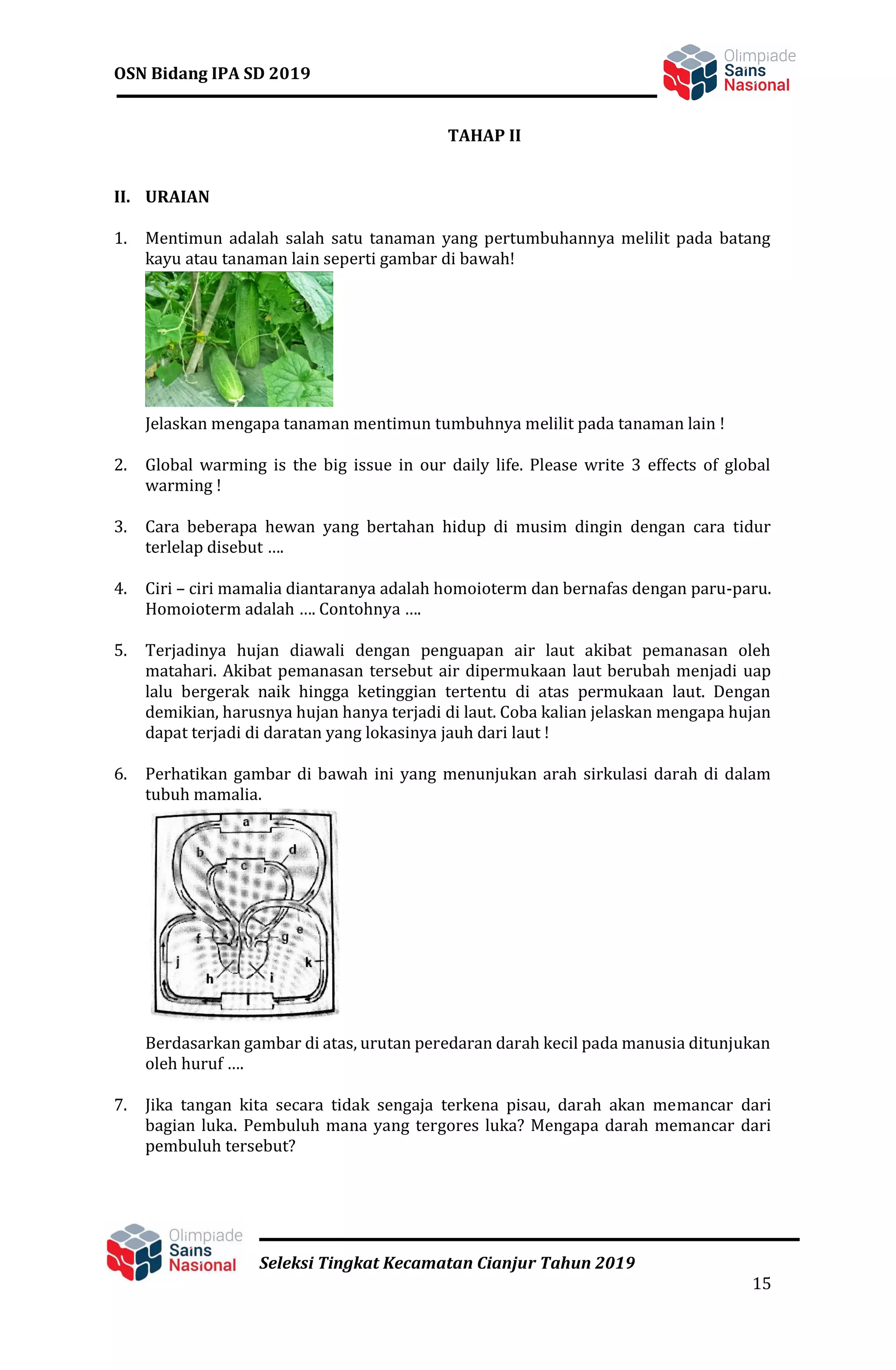 Soal osn ipa 2019 | PDF