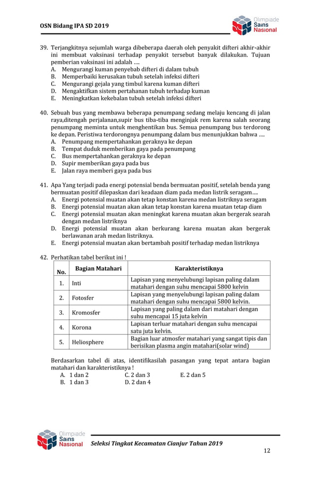 Soal osn ipa 2019 | PDF