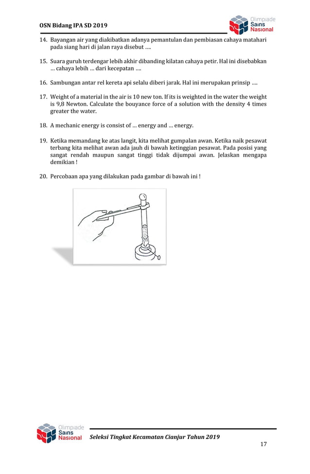 Soal osn ipa 2019 | PDF