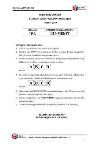 Soal osn ipa 2019 | PDF