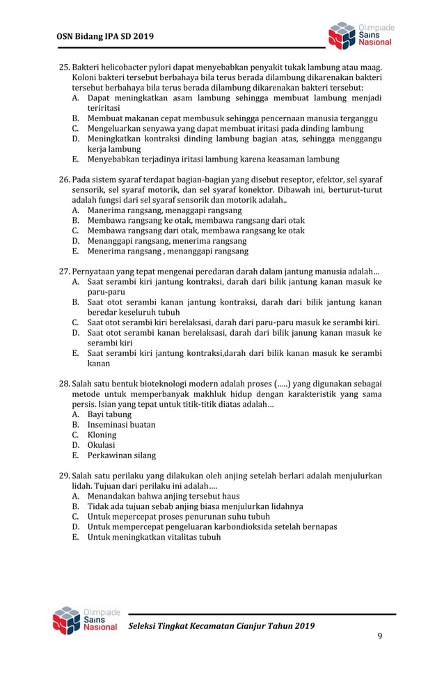 Soal osn ipa 2019 | PDF