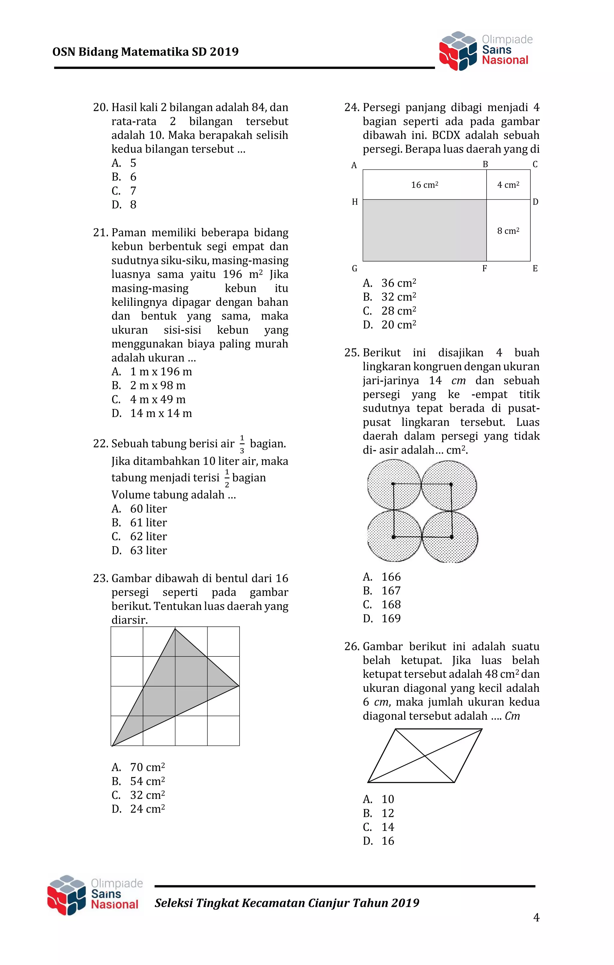 Soal osn matematika 2019 | PDF