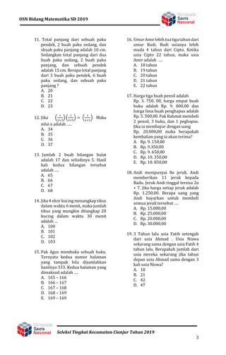Soal osn matematika 2019 | PDF