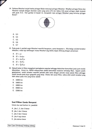 Soal osp astronomi 2015 | PDF