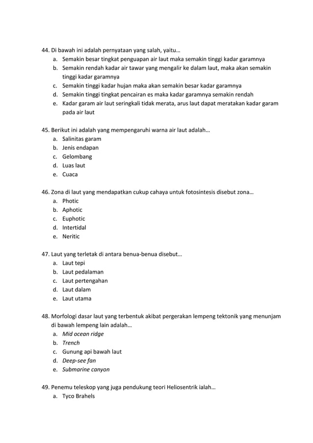 Soal OSP Kebumian 2009 | PDF