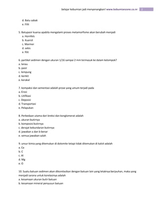 Soal OSP Kebumian 2010 | PDF