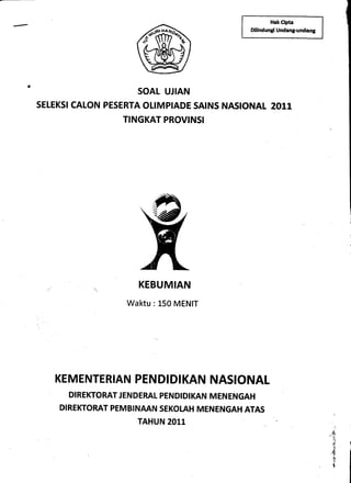 Soal OSP Kebumian 2011 | PDF