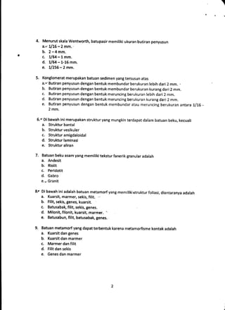 Soal OSP Kebumian 2011 | PDF