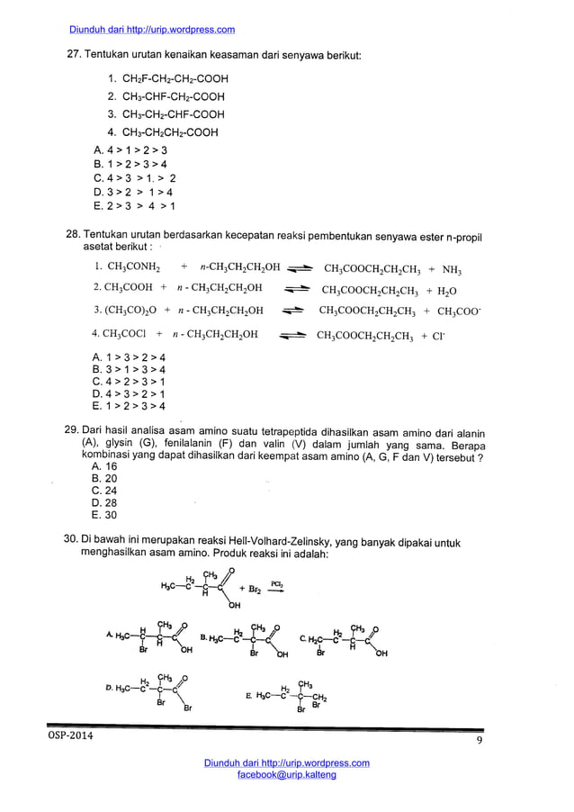 Soal OSP Kimia 2014 | PDF