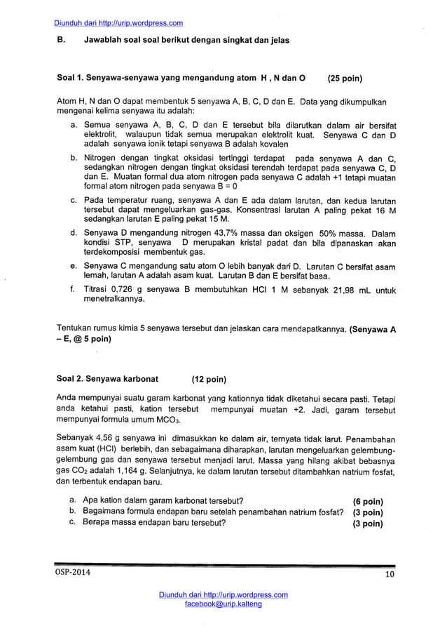 Soal OSP Kimia 2014 | PDF