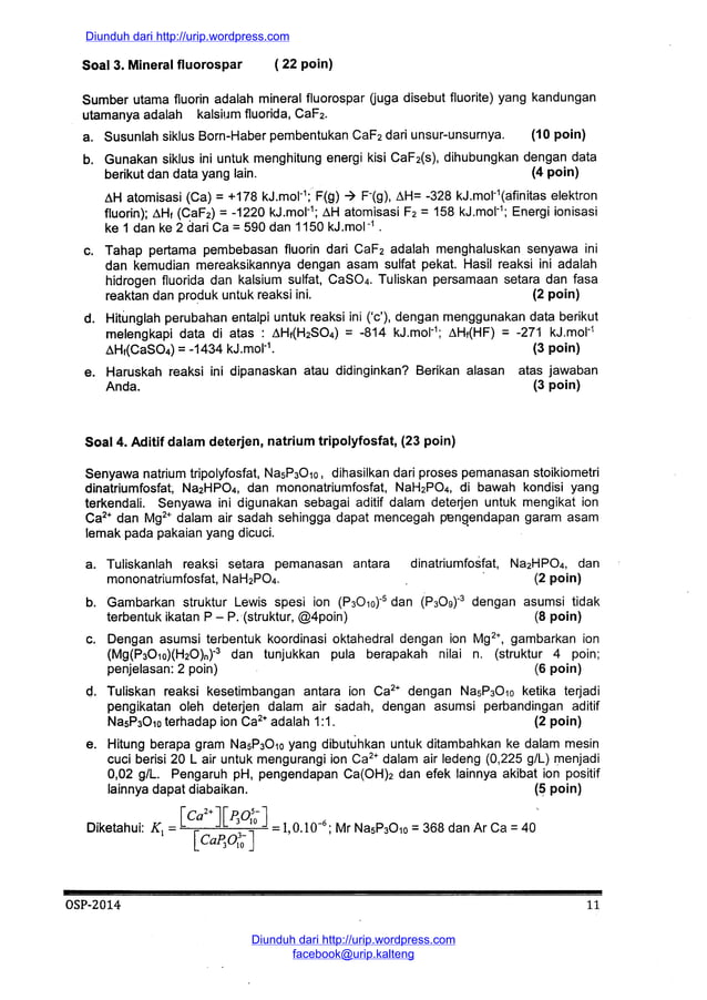 Soal OSP Kimia 2014 | PDF