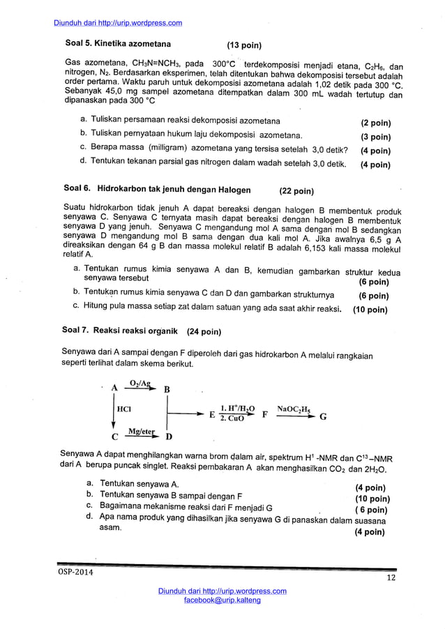 Soal OSP Kimia 2014 | PDF