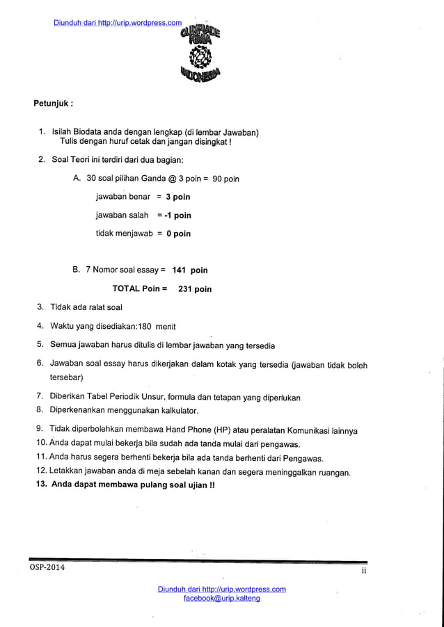 Soal OSP Kimia 2014 | PDF