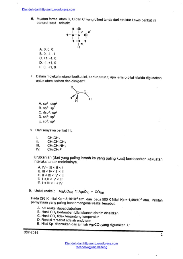 Soal OSP Kimia 2014 | PDF