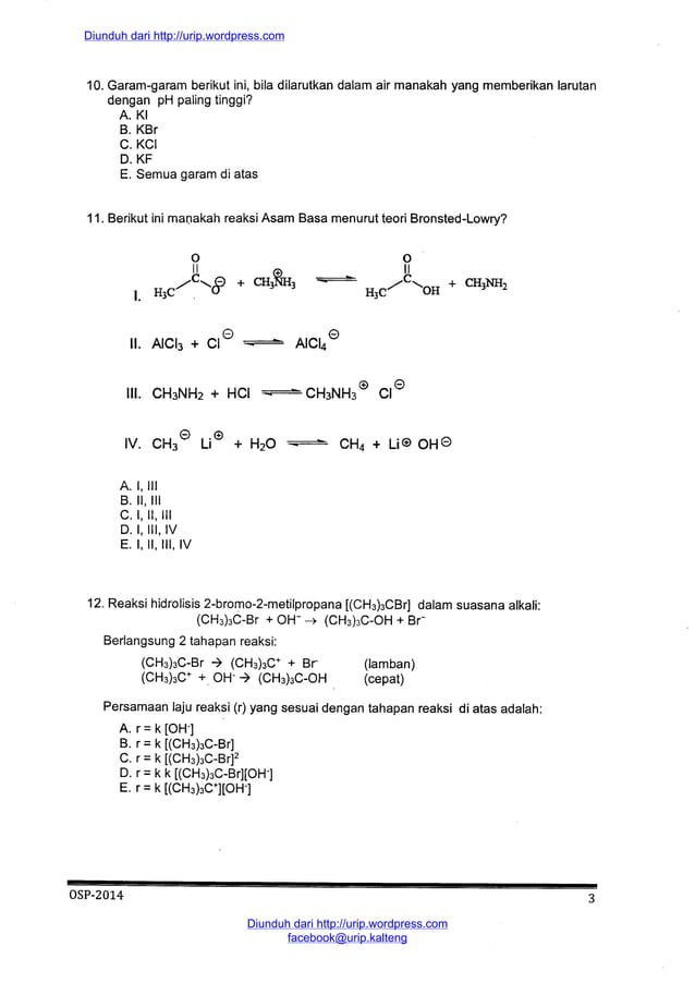 Soal OSP Kimia 2014 | PDF