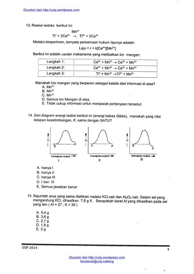 Soal OSP Kimia 2014 | PDF