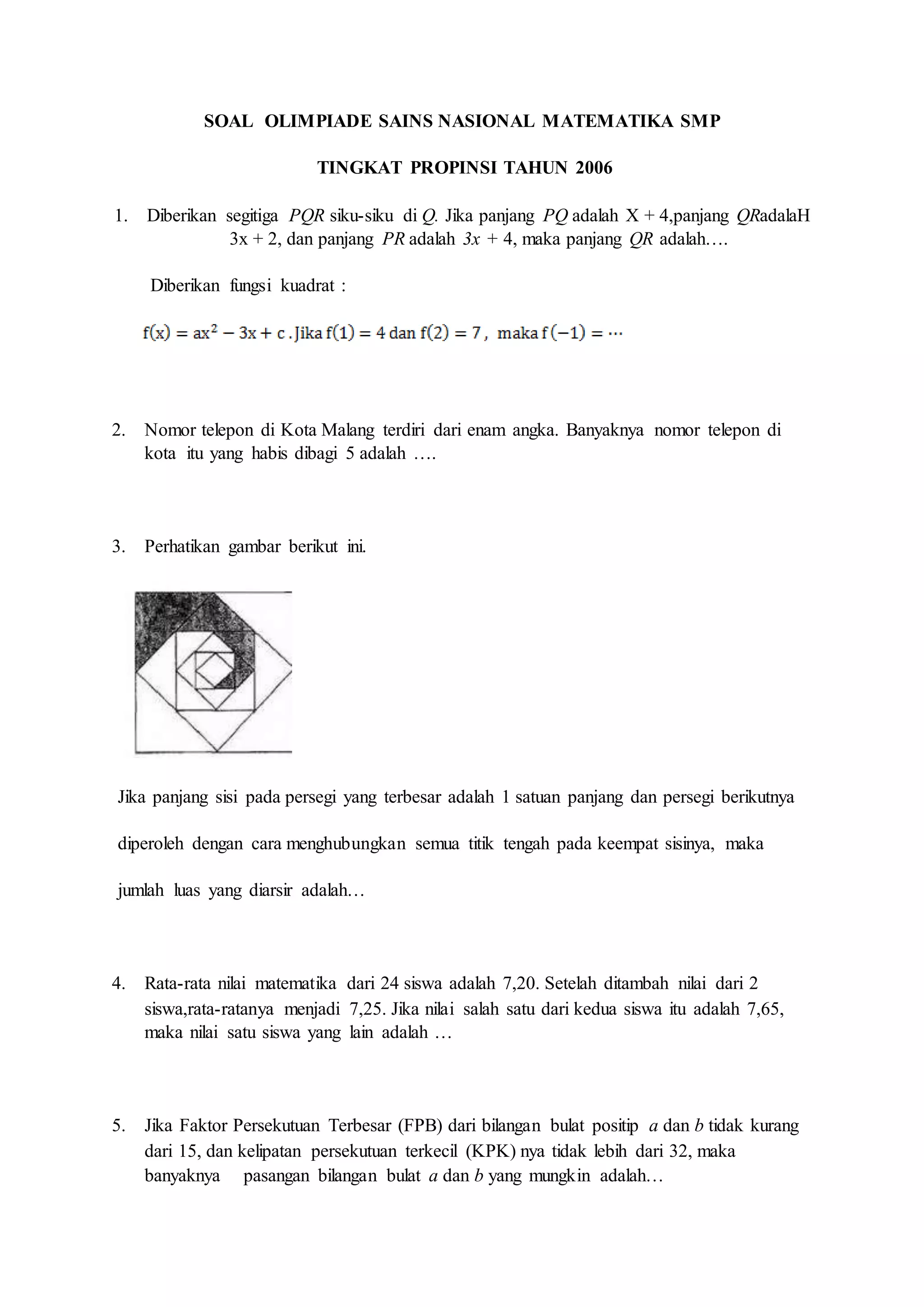 SOAL OSP SMP 2003-2006 | DOCX