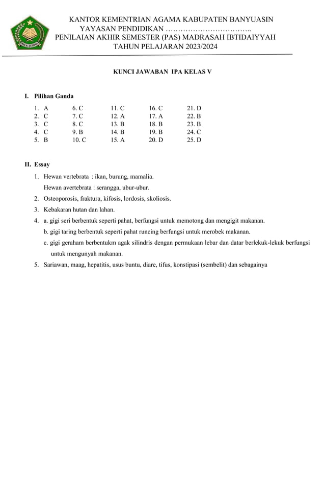 SOAL PENILAIAN AKHIR SEMESTER 2023 IPA KELAS 5.doc SOAL PENILAIAN AKHIR SEMESTER 2023 IPA KELAS 5.doc