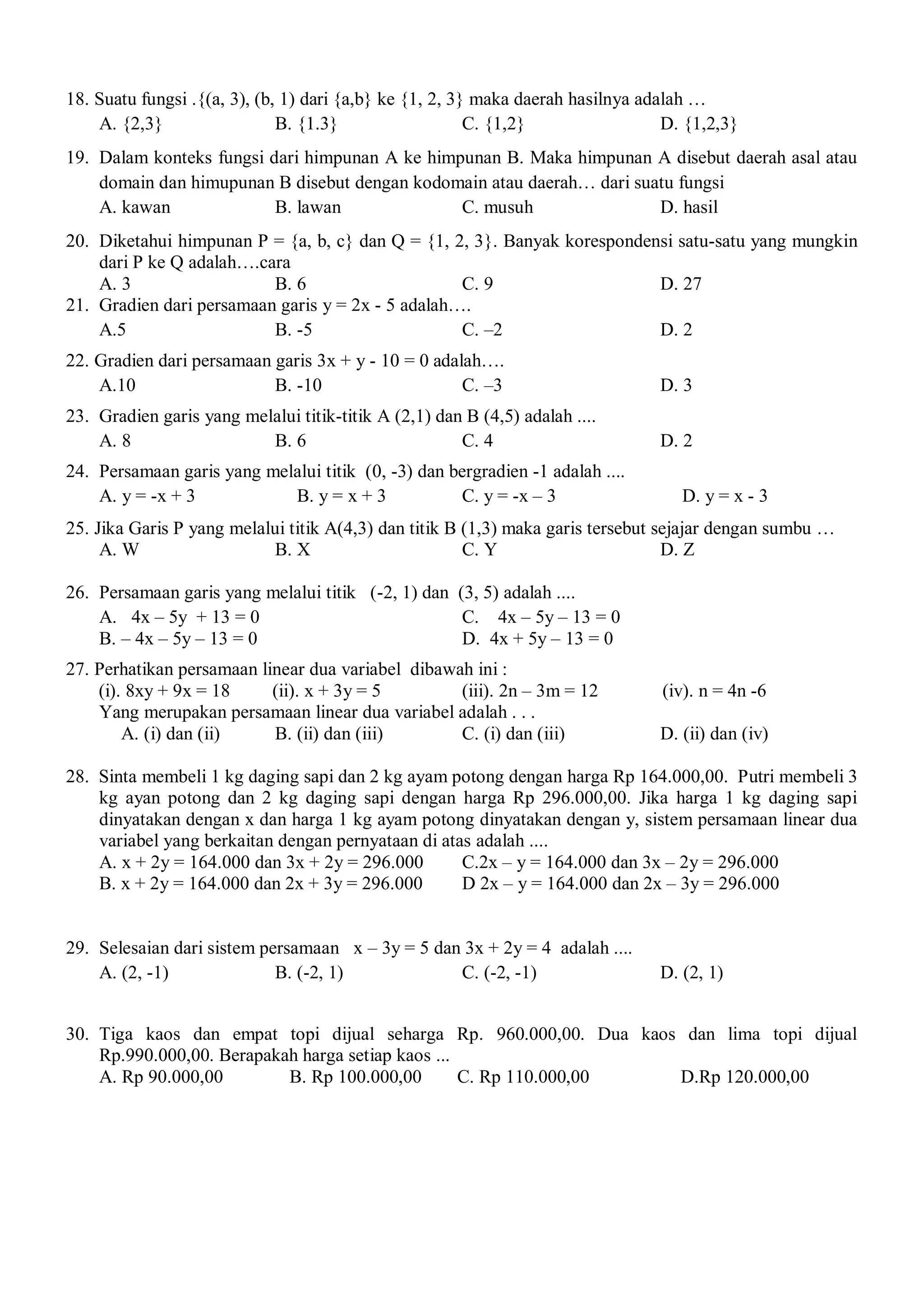 SOAL PAS GAZAL BESERTA JAWABAN MTK KLS 8.pdf