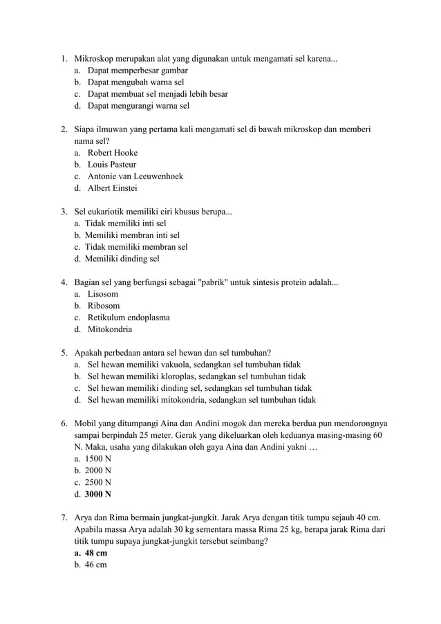 Soal Pas Ipa Kelas 8 Docx