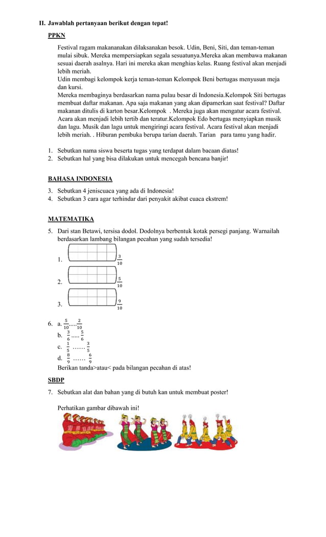 SOAL PAS KELAS 3 TEMA 5 semester 2 tahun ajaran 2023-2024 | DOCX