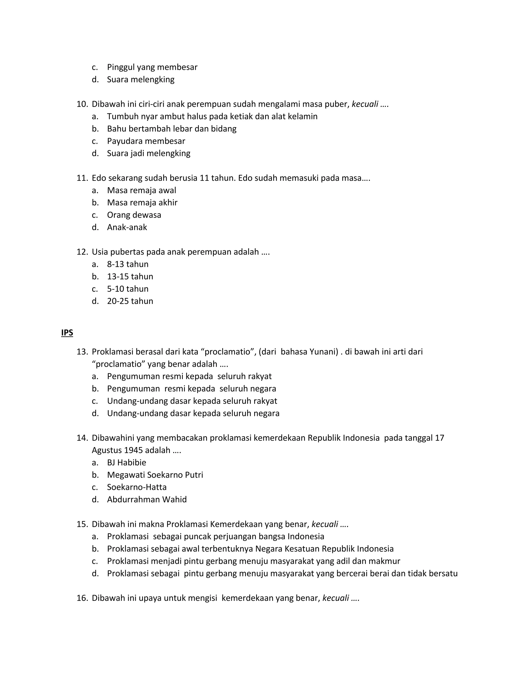 SOAL PAS KELAS 6 TEMA 6 KURIKULM 2013 TERBARU | PDF