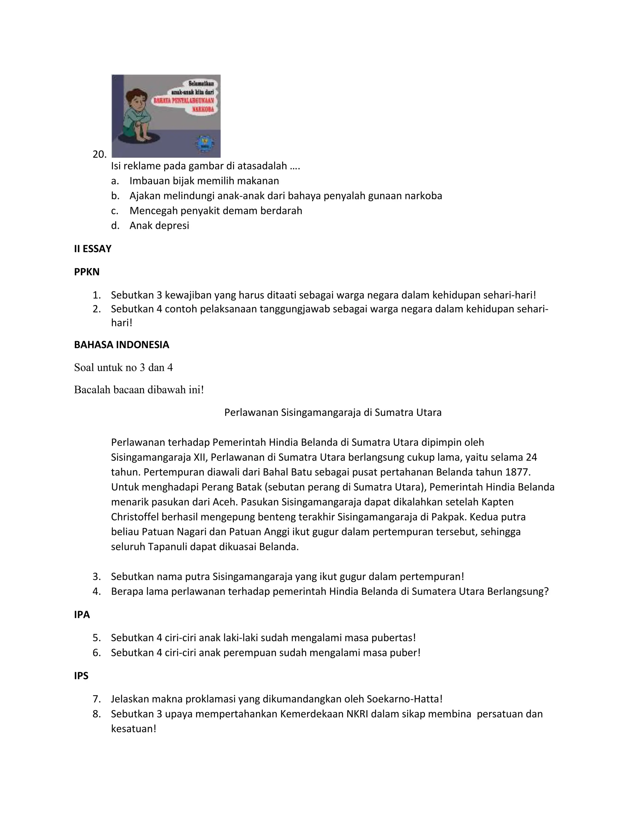 SOAL PAS KELAS 6 TEMA 6 KURIKULM 2013 TERBARU | PDF