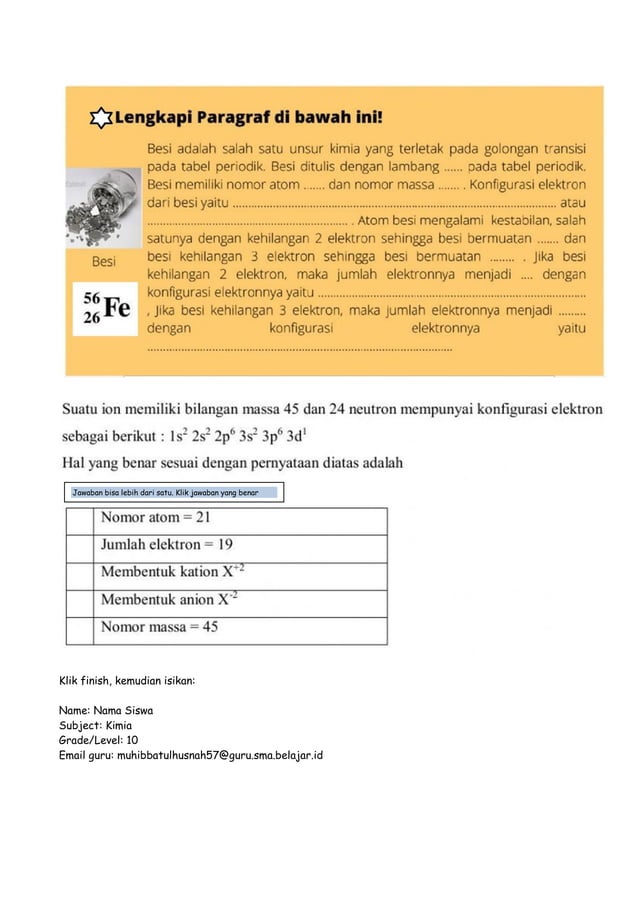 SOAL PAS KIMIA X GANJIL 2023-2024 KURIKULUM MERDEKA | PDF