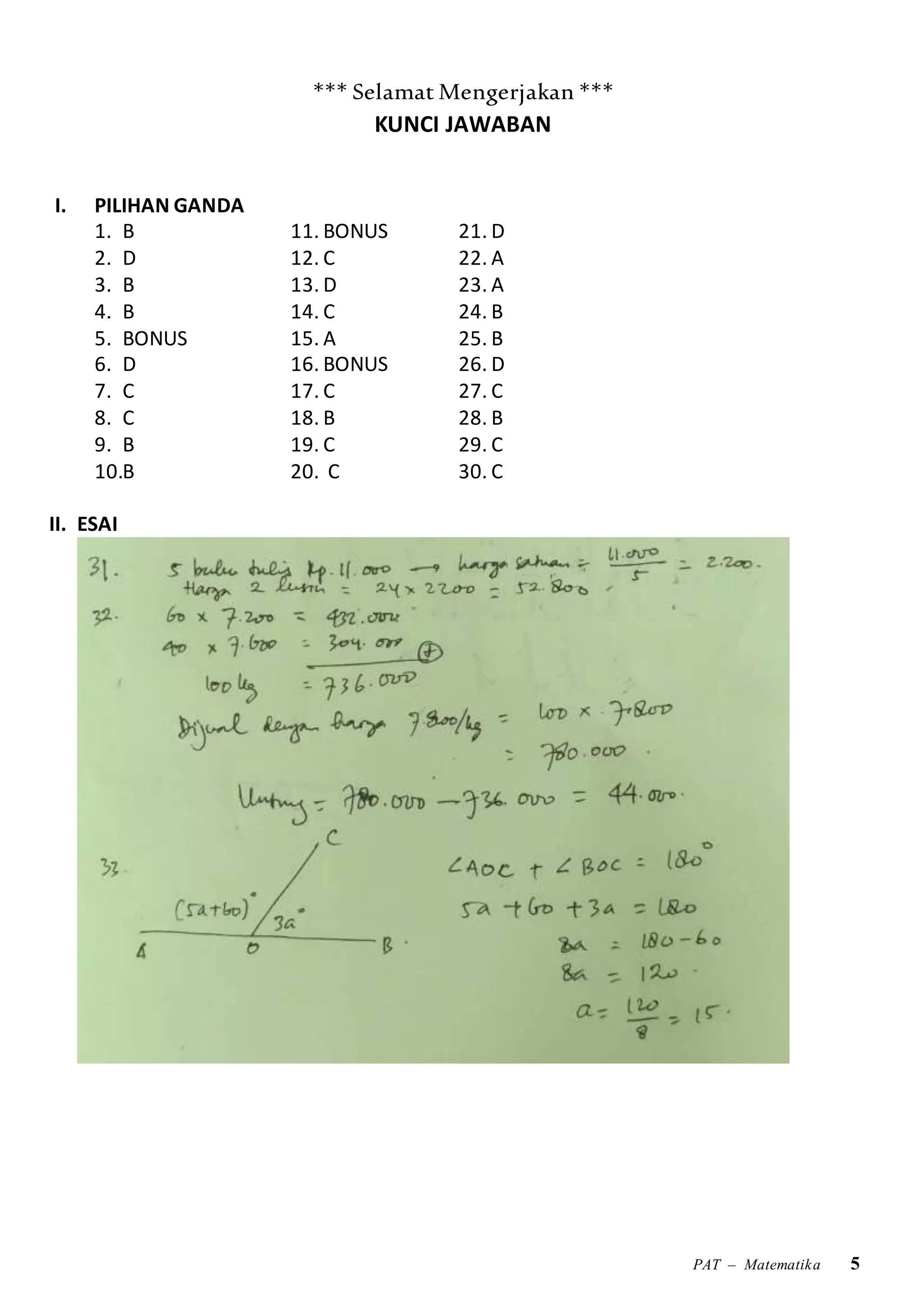 Soal pat mtk kelas 7 k13 (websiteedukasi.com) | DOCX