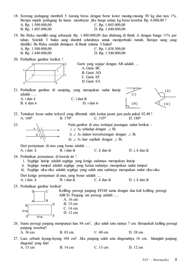 Soal pat mtk kelas 7 k13 (websiteedukasi.com) | DOCX