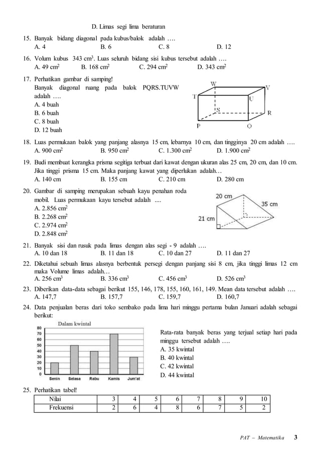 Soal pat mtk kelas 8 k13 (websiteedukasi.com) | DOCX
