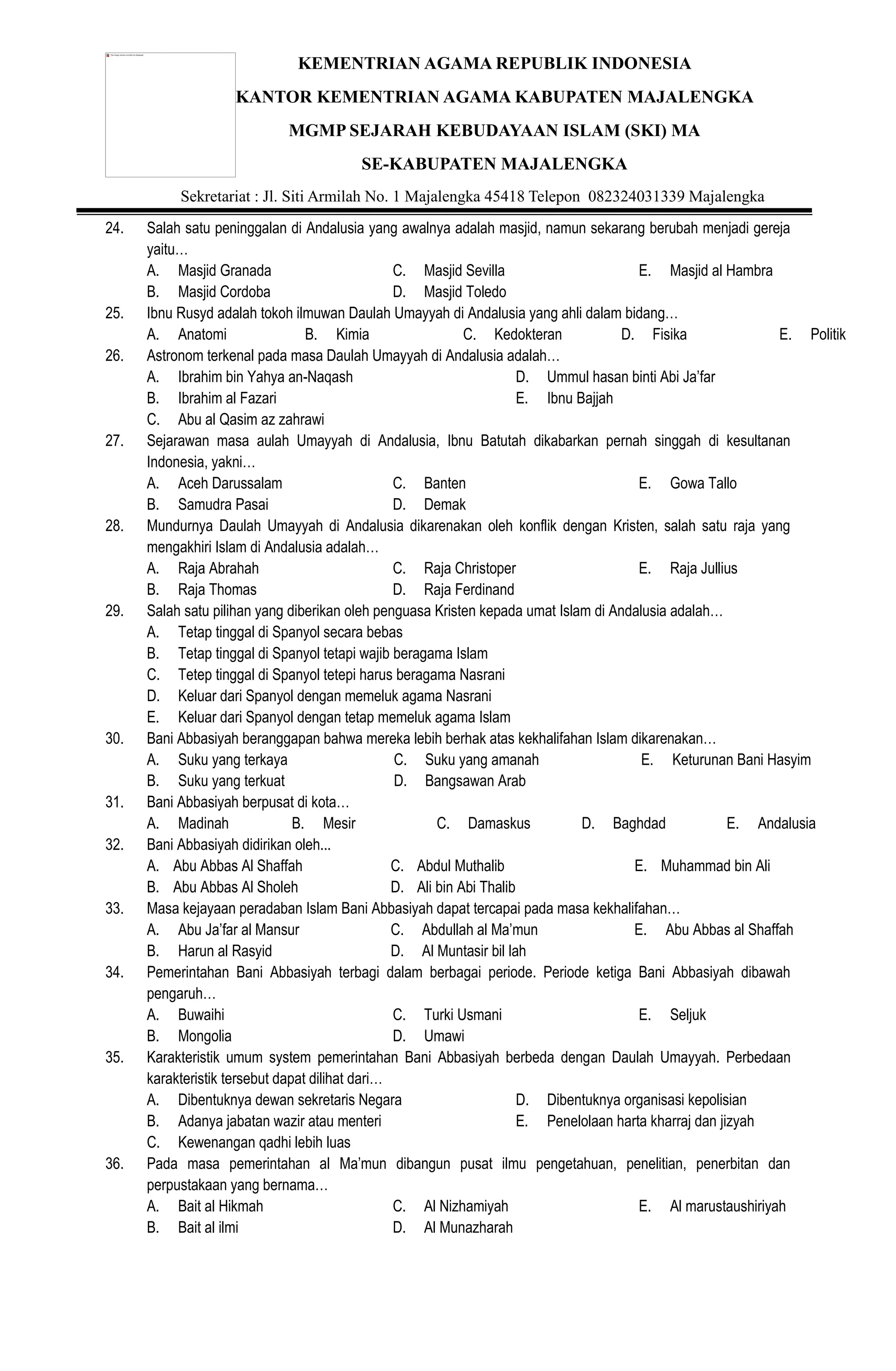 SOAL PAT SKI X 2023-2024 untuk siswa Madrasah Aliyah Negeri.docx