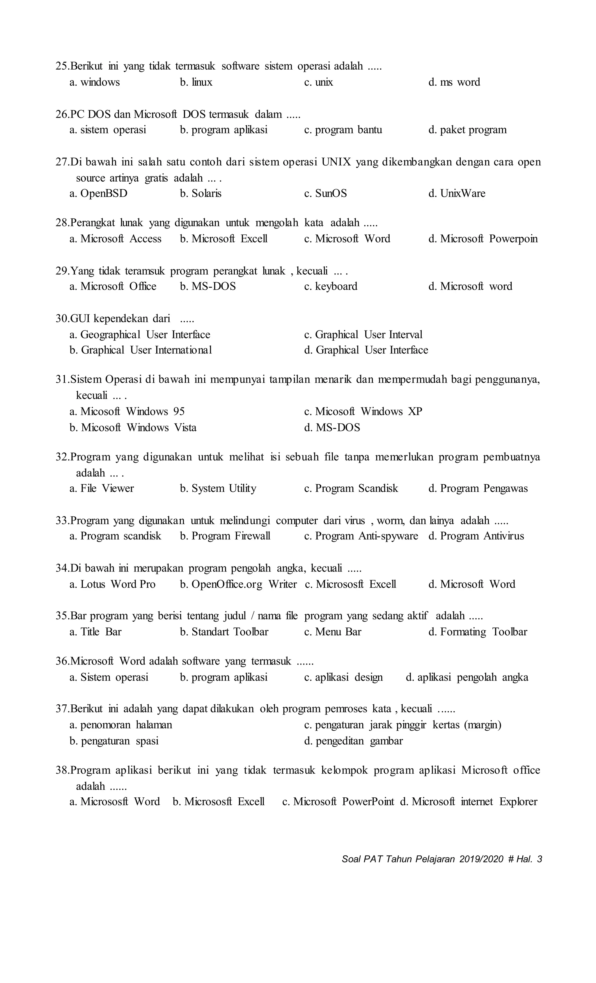 Soal pat tik kelas vii | DOCX