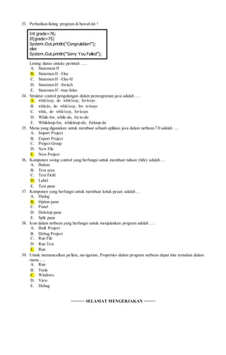 Soal pbo sem 1 xi rpl 1617 | PDF