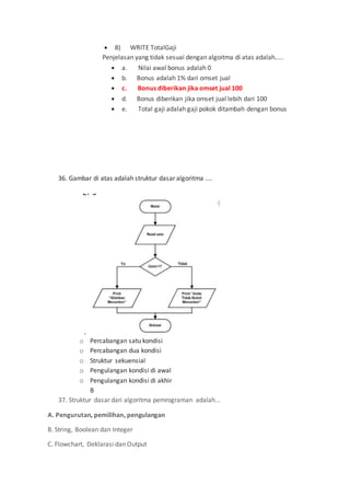 Soal pemrograman dasar semester 1 | DOCX