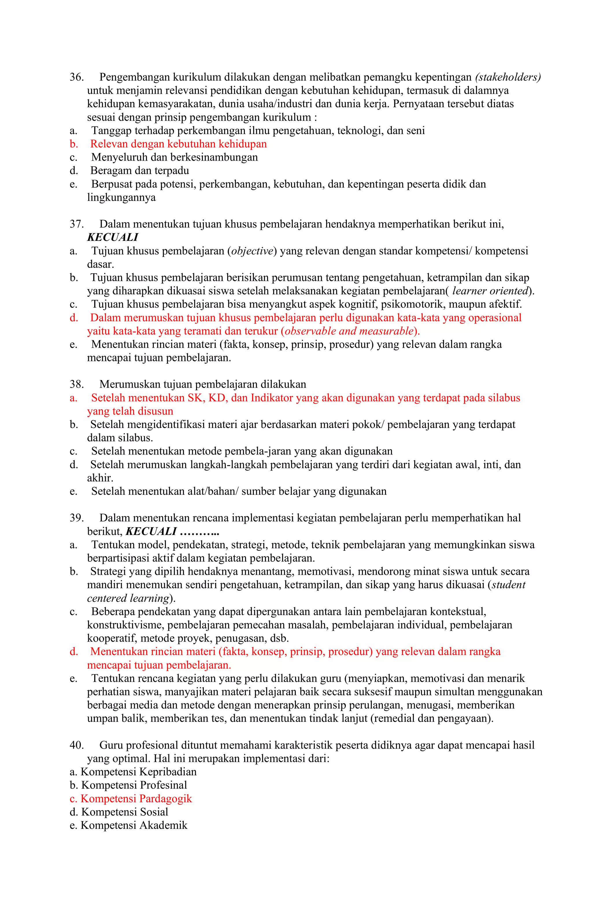 Soal pedagogik dan soal profesionalisme | PDF