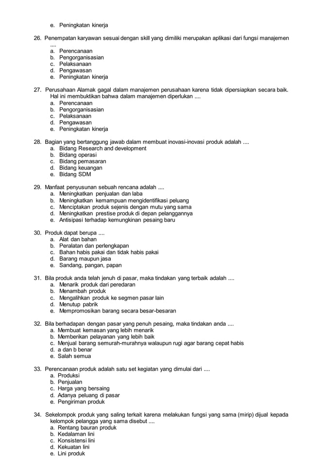 Soal pemasaran dan perencanaan bisnis | DOCX
