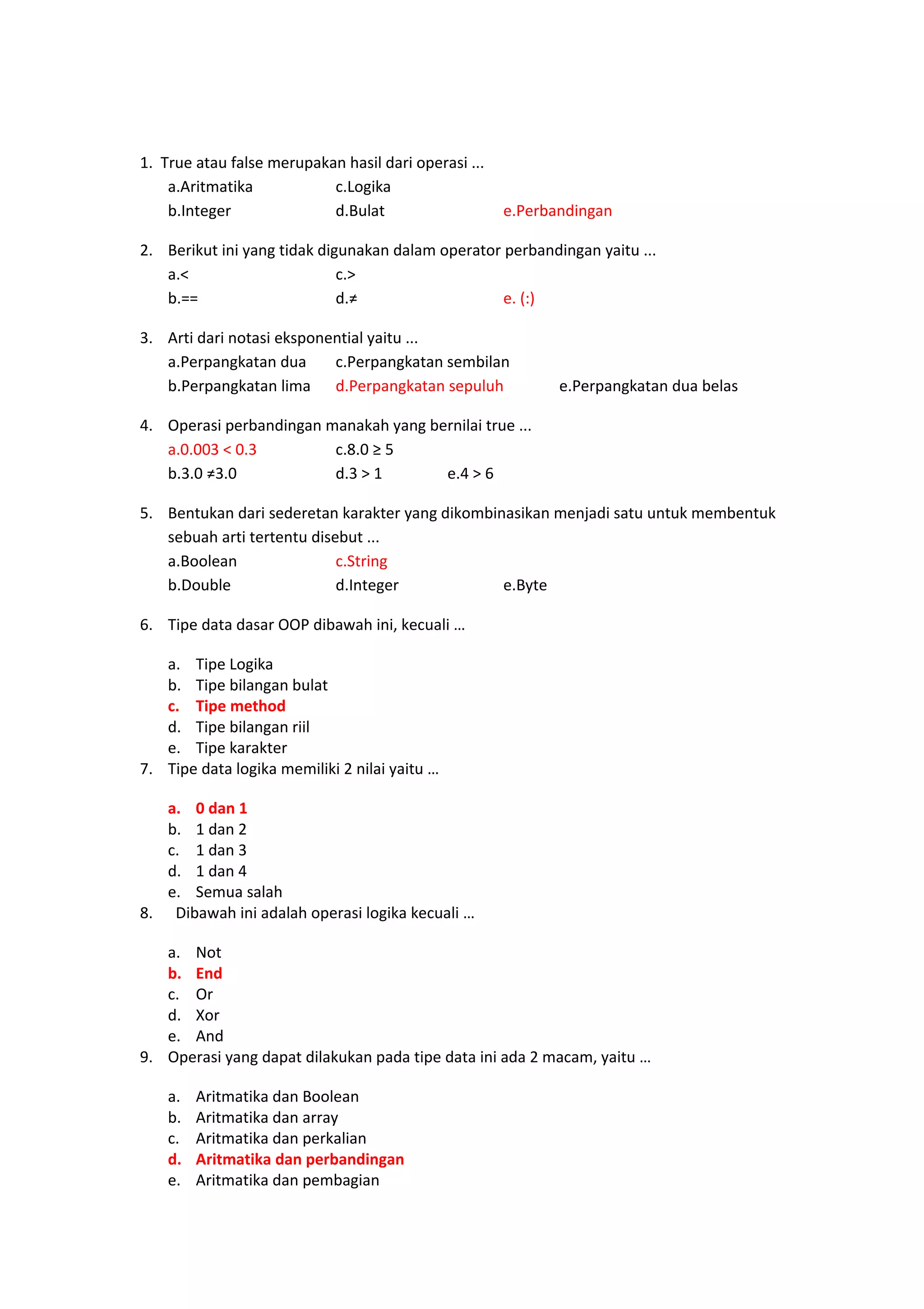 Soal pemrograman berorientas objek 1 | DOC